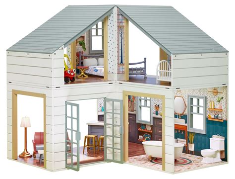 Little Tikes Wooden Playhouse Stack ‘n Style Dollhouse With 14