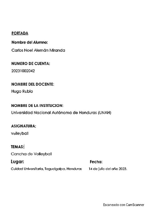 Tarea 3 De Volleyball UNAH Studocu