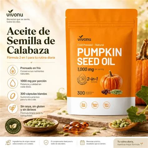 Pumpkin Seed Oil Cápsulas 1000mg Fórmula Avanzada Uso Mercadolibre