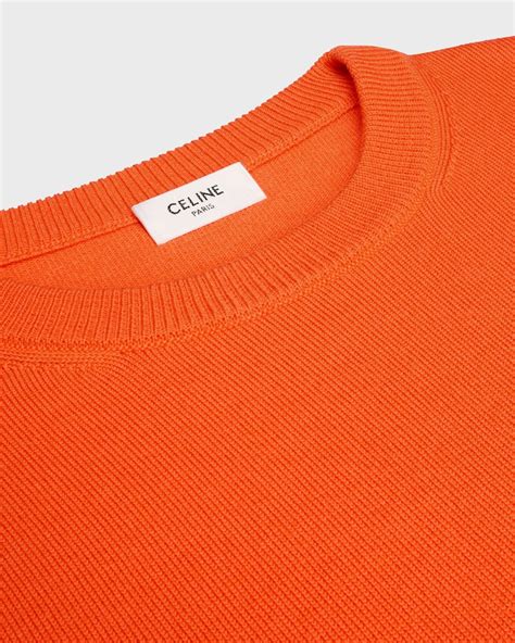 Crewneck Sweater In Fine Wool Orange Celine