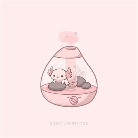 Axolotl Humidifier Illustration Axolotes Lindos Dibujos Dibujos Kawaii
