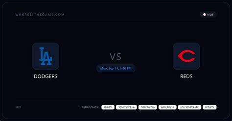 Dodgers Vs Reds Live Stream And Tv Schedule 2026 09 14
