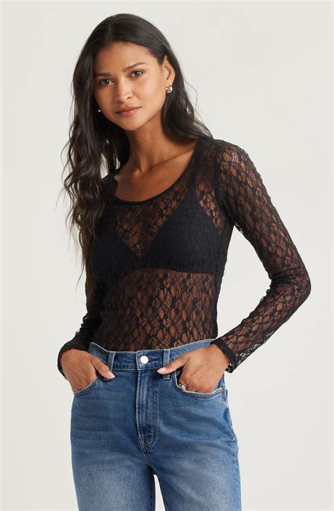 Open Edit Sheer Lace Top Women Nordstromrack