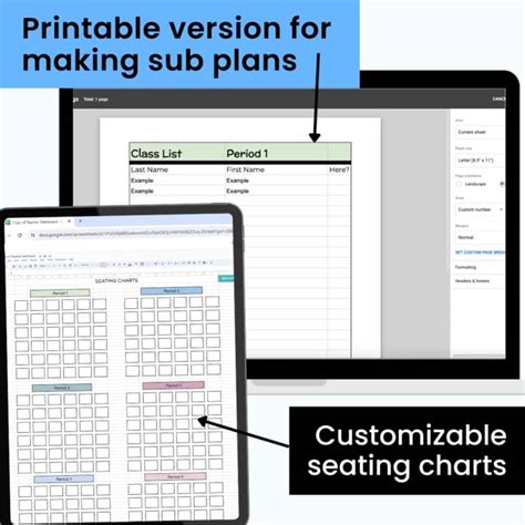 Back To School Class List Seating Chart Editable Google Sheets