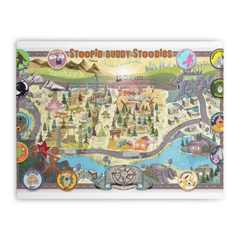 Stoopid Buddy Map Stretched Canvas Stoopid Buddy Stoodios