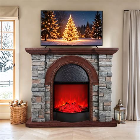 Gray 44 Inch Mgo Electric Fireplace Mantel Brick Look