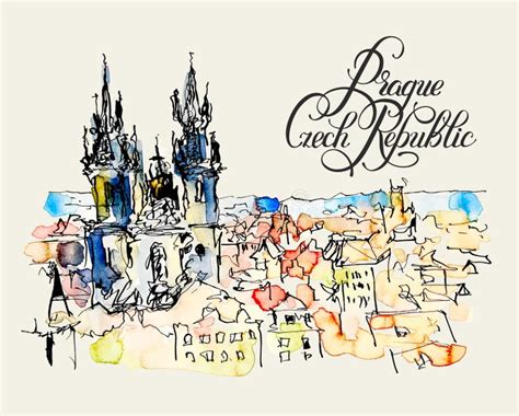 Prague Drawing Stock Illustrations 1332 Prague Drawing Stock