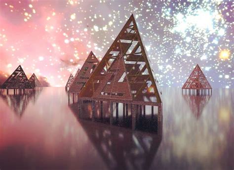 Architecture Project Pyramidal Frameworks Rising Above Reflective Surfaces