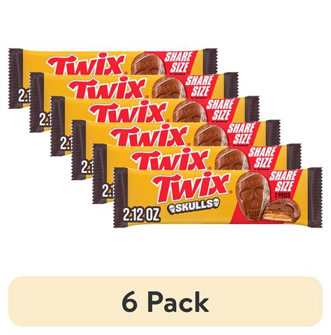 6 Pack Twix Skull Caramel Chocolate Halloween Cookie Candy Bars