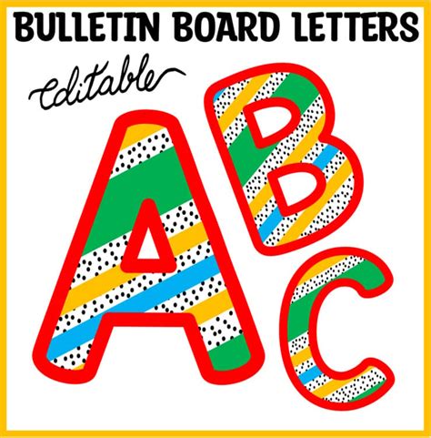 Printable Bright Bulletin Board Letters Editable Large Alphabet