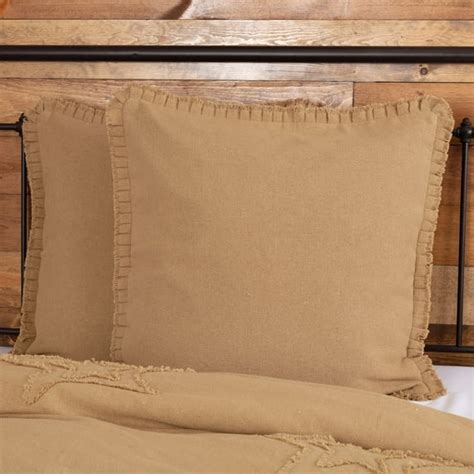 Vhc Brands Burlap Euro Sham Cover 26x26 Tan Farmhouse Decor