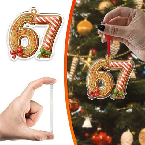 2d Acrylic 67 Christmas Ornament Set Festive Number 67 Holiday Hanging