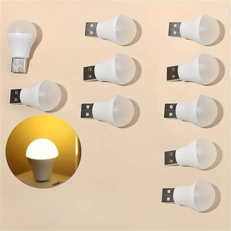 10pcs Eye Protection Mini Usb Night Light Portable Mini Bulb Shaped