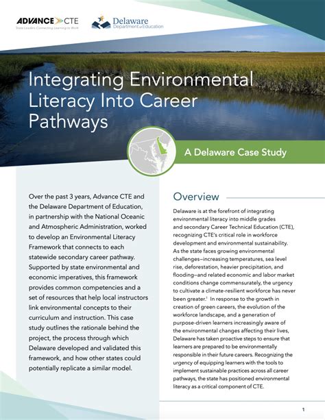 Integrating Environmental Literacy Into Career Pathways A Delaware Case Study Advance CTE