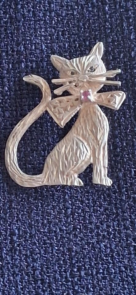 Sterling Silver Brooch Pussy Cat Ruby And Sapphire Ebay Uk