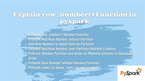 Explain Row Number Function In Pyspark Spark By Examples