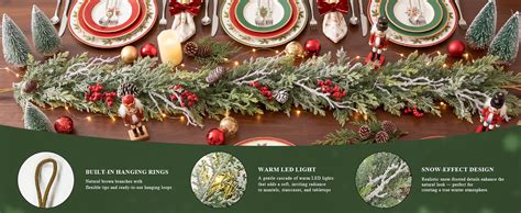 Nztze 6ft Christmas Garland Real Touch Winter Christmas