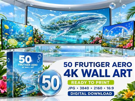 50 Frutiger Aero 4k Wall Art Bundle Y2k Blue Decor Digital Download
