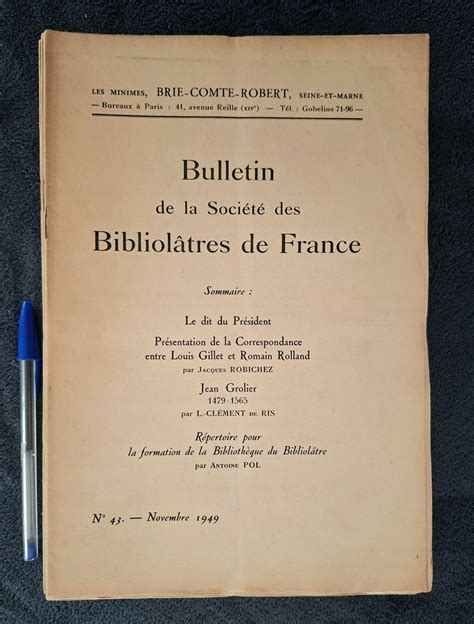 Collectif Bulletins De La Société Bibliolatres De France 34 Du N°43