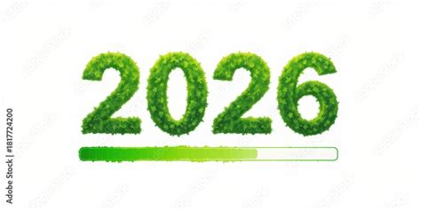 Greenery Forms The Numbers 2026 With A Progress Bar Indicating Growth の Stock イラスト Adobe Stock