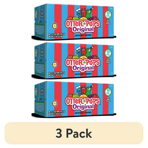3 Pack Otter Pops Original Assorted Fruit Ice Pops Gluten Free