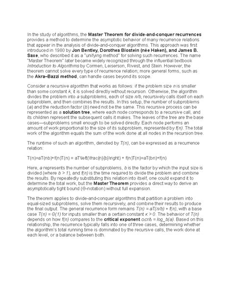 Master Theorem Notes For Algorithm Analysis Cs 101 Studocu Master Theorem Notes For Algorithm Analysis Cs 101 Studocu