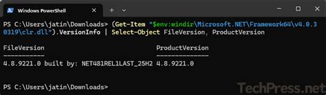 Find Dot Net Version Using Powershell