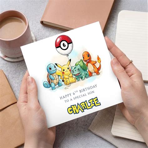 Pokemon Birthday Card Pikachu Card Personalised Pikachu Happy