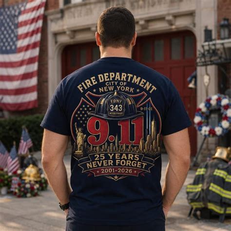 911 Never Forget Shirt Fire Department New York Memorial Tee 25