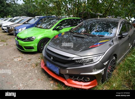 An Illegally Modified Honda Car Abandoned By Its Owner Is Seen At A