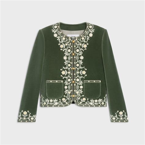 CHAQUETA CON BORDADO CHELSEA DE TERCIOPELO CIPRÉS CELINE