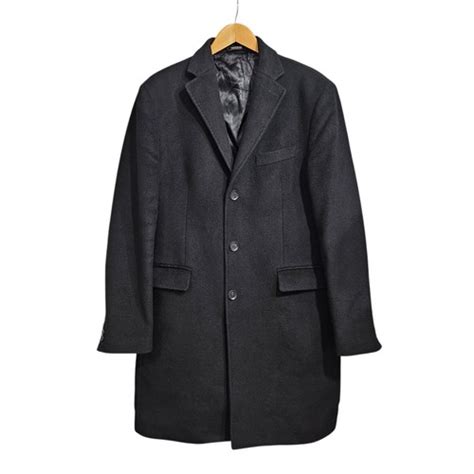 Hackett Mens Coat Black 42 R Wool Cashmere Overcoat Ebay Uk