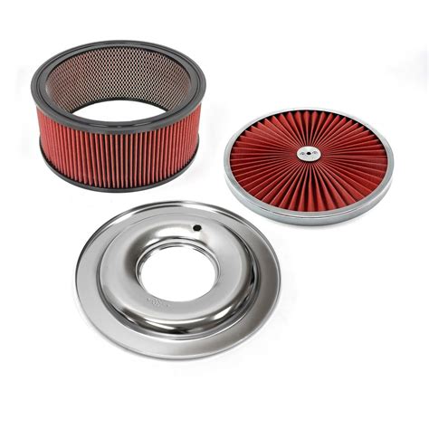 Ford Small Block Black Hi Flow Air Cleaner 14x6 Flat Base 260 289 302
