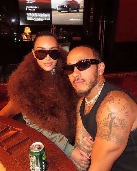 Kim Kardashian Cuddles Up To Lewis Hamilton In New Selfies