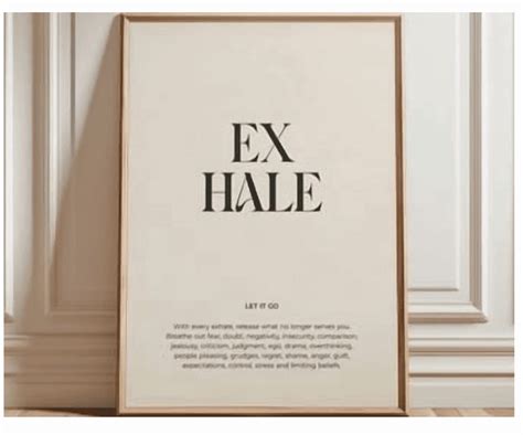Breath Poster Inhale Exhale Poster Minimalist Quote Wall Art Bedroom Poster Beige Spiritual