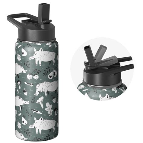 18oz Stainless Steel Pig Themed Water Bottle Camping Hiking Sports