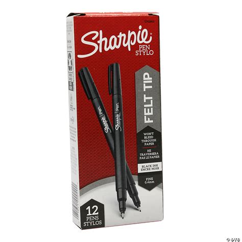 Sharpie Felt Tip Pens Fine Point 04mm Black Black Box Of 12