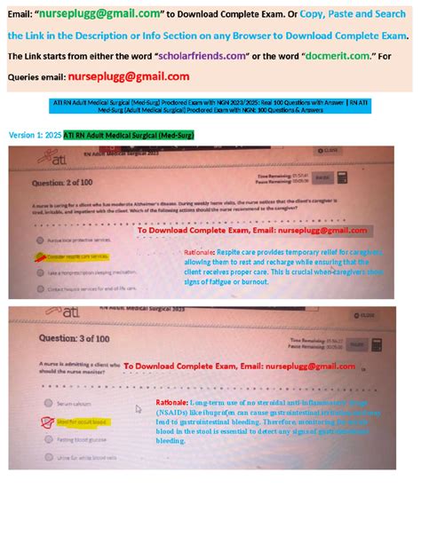 2025 ATI RN Adult Medical Surgical Proctored Exam 100 Questions