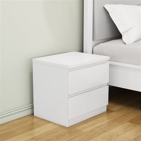 Naturefalls Nightstand With 2 Drawers Compact 197 Inch Classic White