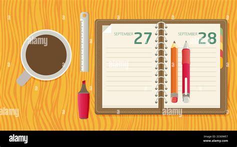 Flat Lay Diary Stock Vector Images Alamy
