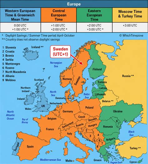 Sweden Time Zone Map Guide Of The World