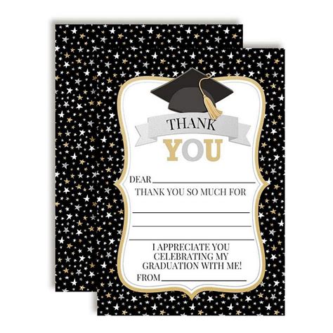 Amandacreation Classic Graduation Cap With Stars Thank You Notes Pk