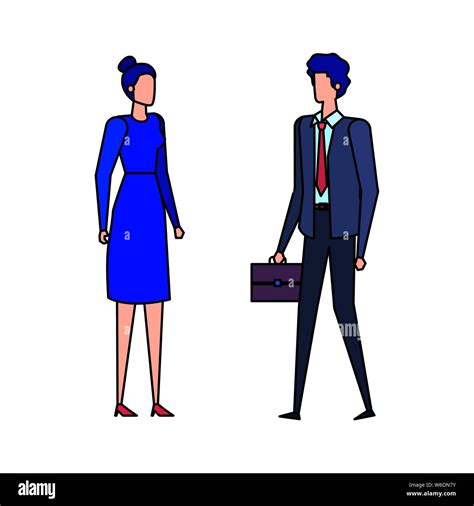 Elegant Business Couple Workers Avatars Characters Stock Vector Image