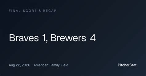 Braves 1 Brewers 4 — Final Score Aug 22 2026 Pitcherstat