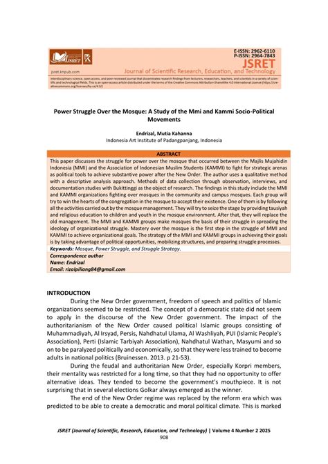 PDF Power Struggle Over The Mosque A Study Of The Mmi And Kammi