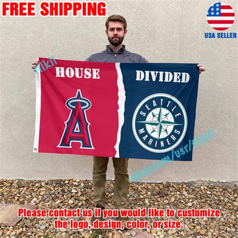Los Angeles Angels Vs Seattle Mariners House Divided Flag 3x5 Ft Banner