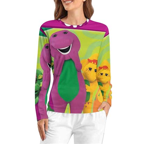 Barney Friends Womens Pajama Top Crew Neck Long Sleeve T Shirt Sleep Shirts Casual Blouse XL