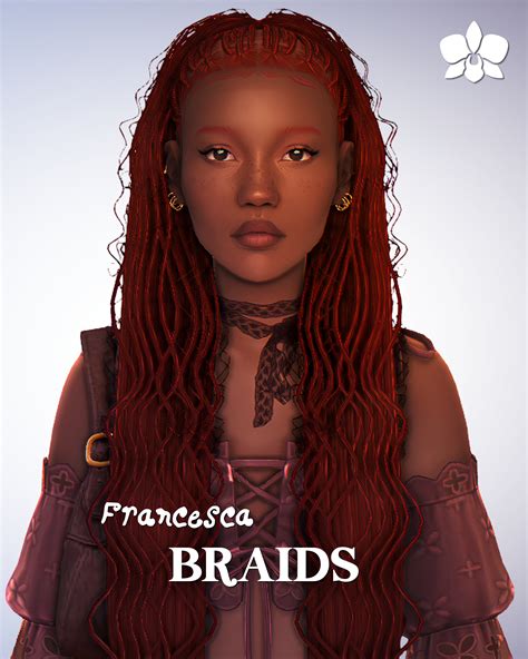 Francesca Braids Sims 4 Long Hair Cc With Micro Braids By Orchiona