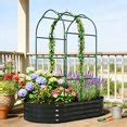 Galvanized Raised Garden Bed With Arch Trellis Large Metal Planter For