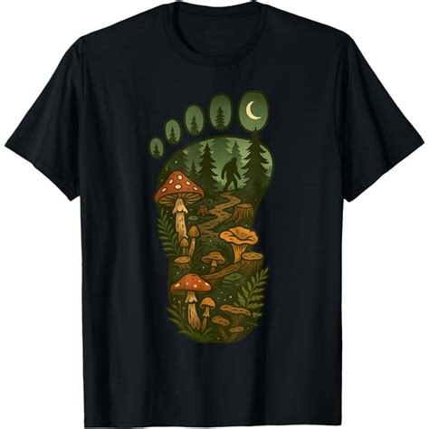 Bigfoot Foot Forest Nature Mushroom Sasquatch Cryptid T Shirt Vintage